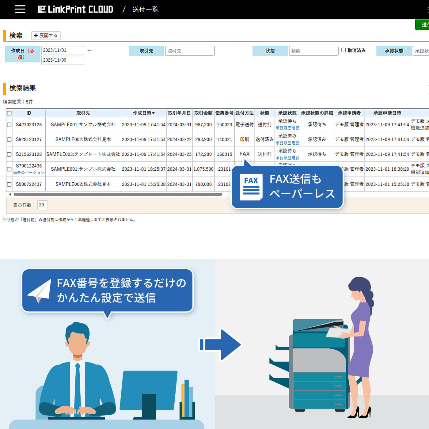 帳票を電子化 発行も受け取りも一元管理｜LinkPrint CLOUD（リンクプリントクラウド）